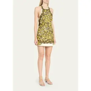 ALEMAIS Mona Floral Hemp Halter Mini Dress