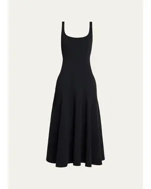 Vince Seamed Square-neck Knit Midi Dress - 455ecl-ecl