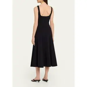 Vince Seamed Square-neck Knit Midi Dress - Black