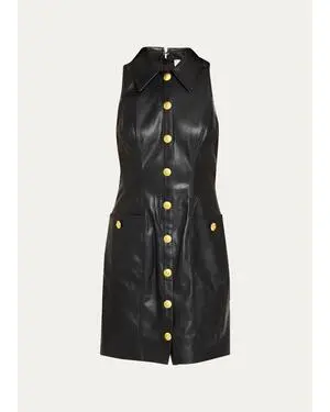 L'Agence Apolline Sleeveless Faux-leather Mini Dress