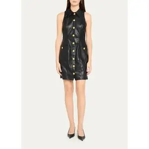 L'Agence Apolline Sleeveless Faux-leather Mini Dress