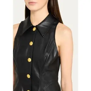 L'Agence Apolline Sleeveless Faux-leather Mini Dress