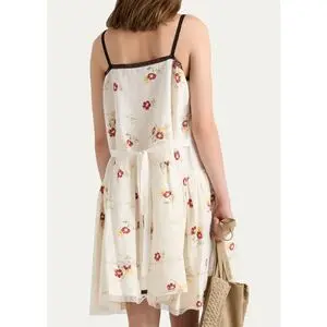 Prada Floral Embroidered Linen Mini Dress
