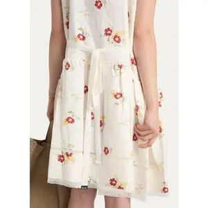 Prada Floral Embroidered Linen Mini Dress