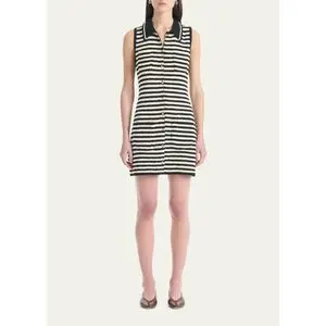 Altuzarra Mamie Striped Knit Button-front Mini Polo Dress