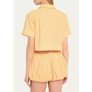 Simkhai Reeves Textured Gingham Camp Shirt