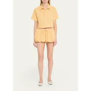 Simkhai Reeves Textured Gingham Camp Shirt