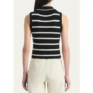 Altuzarra Elmer Striped Knit Sleeveless Polo Top