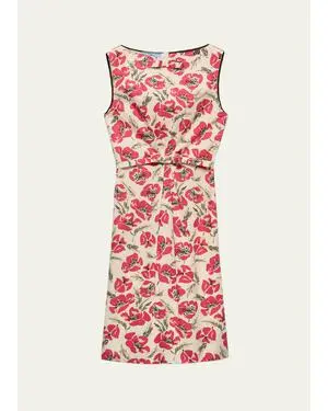 Prada Floral Soft Poplin Dress - Rosso