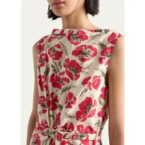Prada Floral Soft Poplin Dress - Rosso