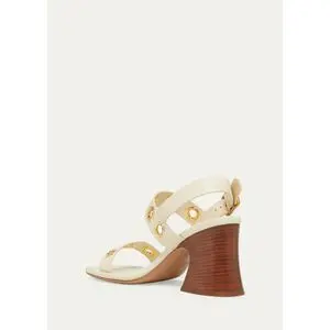Chloé 75mm Janis Grommet Leather Slingback Sandals - Soft Ivory