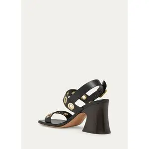 Chloé 75mm Janis Grommet Leather Slingback Sandals - Soft Ivory