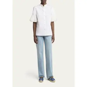 Valentino Garavani Vlogo Floral-embroidered Denim Espadrille Mules - Denim Multi