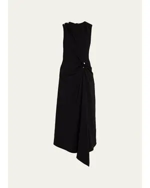 Veronica Beard Freja Asymmetric Draped Midi Dress - Black