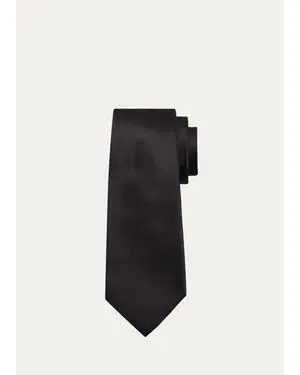 Kiton Solid Silk 7-fold Tie - Black