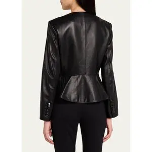 Veronica Beard Quinn Leather Peplum Jacket