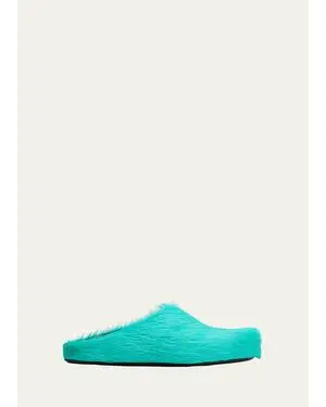 Marni Fussbett Calf Hair Sabot Mules - Iris/blue