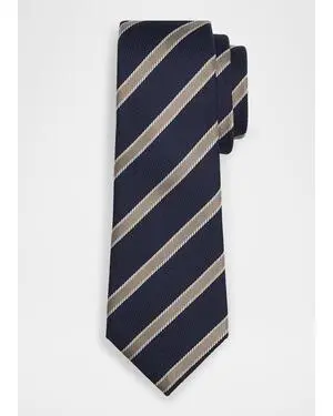Giorgio Armani Woven Stripe Silk Tie - Navy