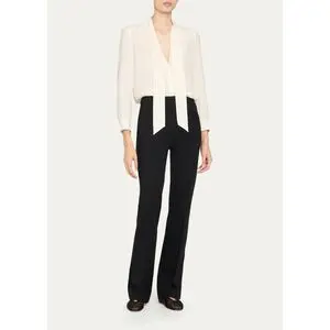 Veronica Beard Gracie Zip-back Bootcut Pants