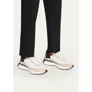 Alexander McQueen Sprint Runner Mixed Media Sneakers - Light Gray