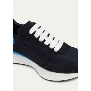 Alexander McQueen Sprint Runner Mixed Media Sneakers - Light Gray
