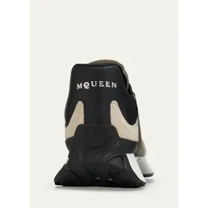 Alexander McQueen Sprint Runner Mixed Media Sneakers - Light Gray
