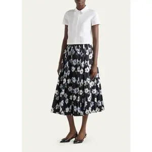Prada Wildflower Cotton Midi Skirt