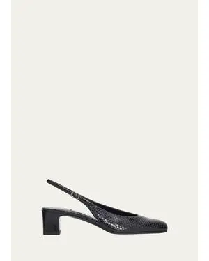 JIMMY CHOO 45mm Eyla Embossed Leather Slingback Pumps