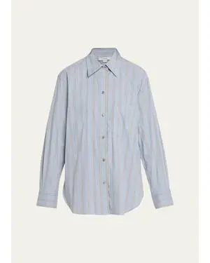 Vince Stripe Button-front Shirt Del Mar Mu