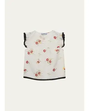 Prada Floral Linen Top - Ruby