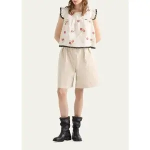 Prada Pleated Cotton Twill Bermuda Shorts