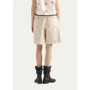 Prada Pleated Cotton Twill Bermuda Shorts
