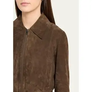 Vince Shrunken Suede Bomber Jacket