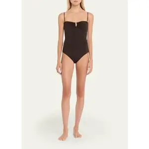 NILI LOTAN Ruched U-ring One-piece Swimsuit