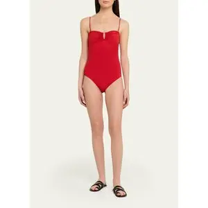 NILI LOTAN Ruched U-ring One-piece Swimsuit