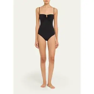 NILI LOTAN Ruched U-ring One-piece Swimsuit