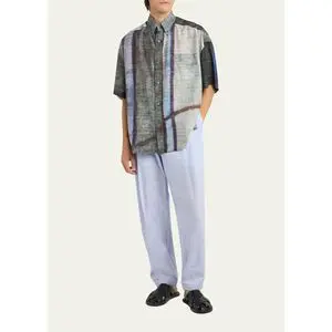 Giorgio Armani Abstract Cotton And Silk Short-sleeve Shirt