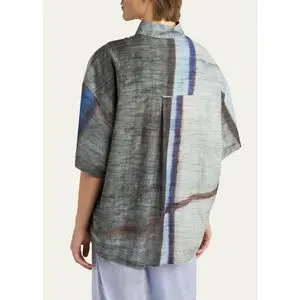 Giorgio Armani Abstract Cotton And Silk Short-sleeve Shirt