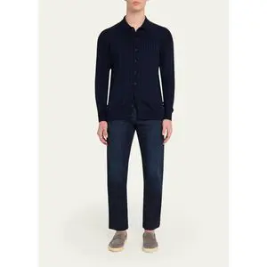 Kiton Cotton & Cashmere Knit Button-down Shirt