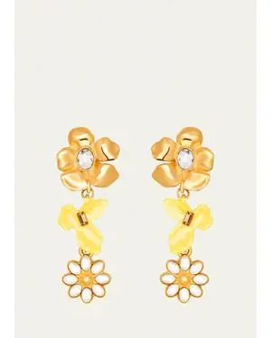 Oscar De La Renta Wildflower Triple Drop Earrings - Yellow