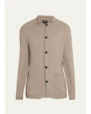 Giorgio Armani Ottoman Chevron Single-breasted Jacket - Silver