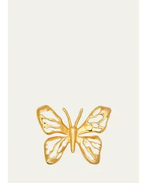 Oscar De La Renta Lace Butterfly Brooch - Gold