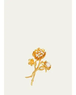 Oscar De La Renta Golden Bouquet Brooch - Gold