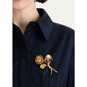 Oscar De La Renta Golden Bouquet Brooch