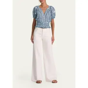 Alice + Olivia Kathryn Embroidered Short-sleeve Blouse