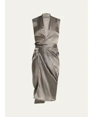 Rick Owens Sleeveless Satin Wrap Dress - Euca