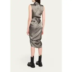 Rick Owens Sleeveless Satin Wrap Dress