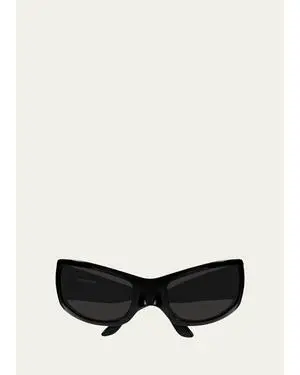 Balenciaga 66mm Wraparound Mask Sunglasses - Black
