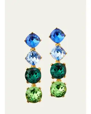 Oscar De La Renta Rhinestone Gallery Drop Earrings - Blue Multi