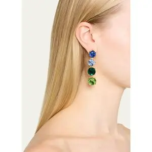 Oscar De La Renta Rhinestone Gallery Drop Earrings - Blue Multi